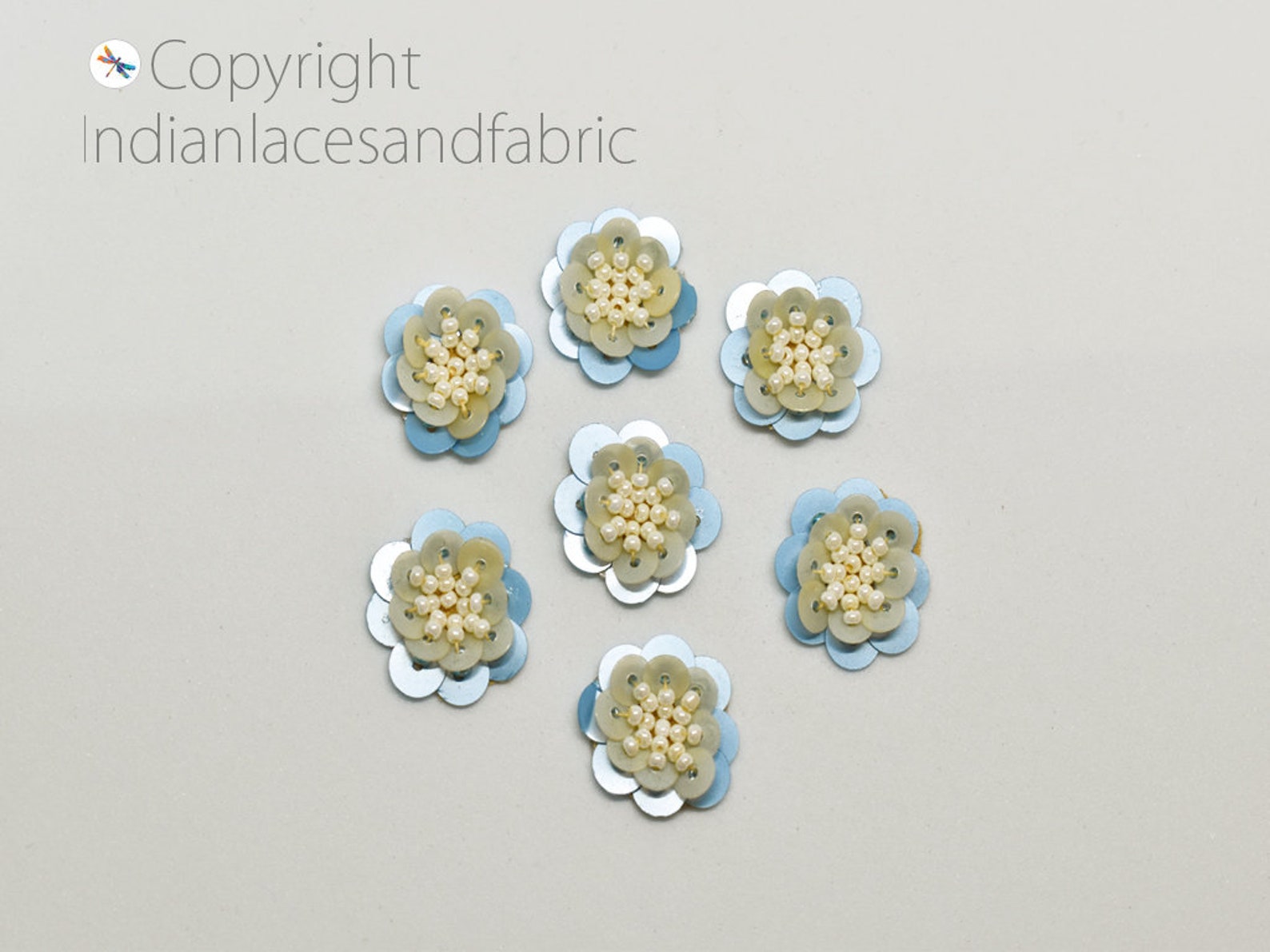 Buy 25 Beaded Flower Shaped Rhinestone Applique Indian Embroidery ...