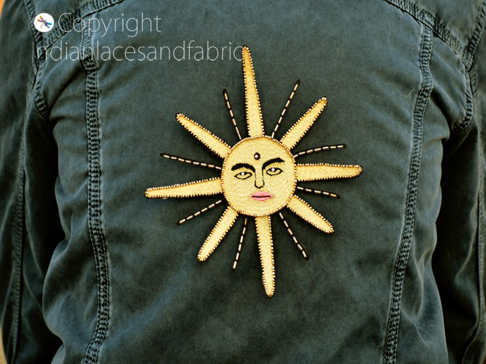 Handcrafted Beaded Embroidered Sun Sew on Denim Jackets Shirts - Etsy
