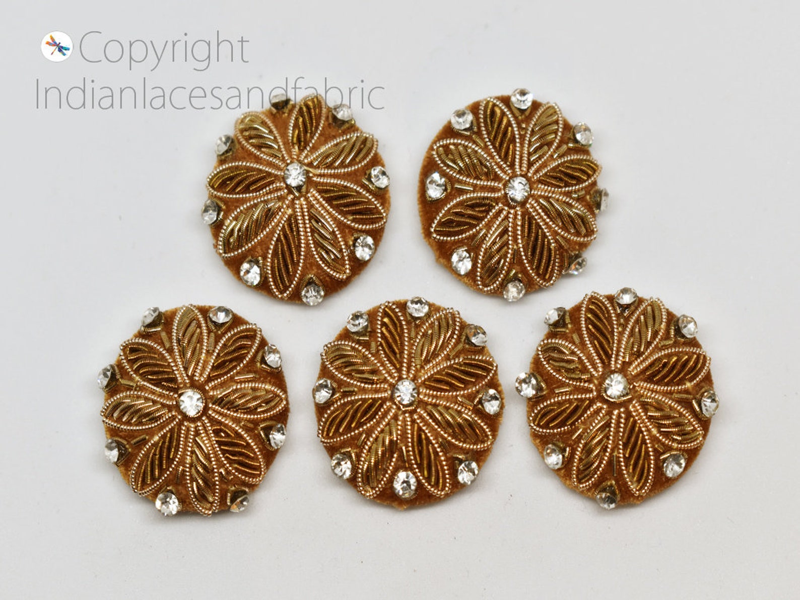 Buy 12 Pieces Zardozi Button Handcrafted Decorative Embellishment ...