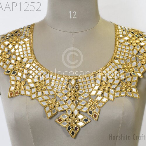 Gold Neckline Neck Patches Applique With Sleeves Decorative - Etsy