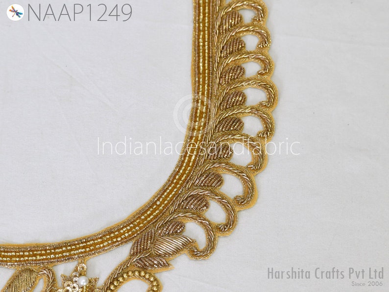 Buy Decorative Patches Crafting Handcrafted Zardosi Gold Neck Online in ...