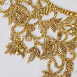 Buy Decorative Patches Crafting Handcrafted Zardosi Gold Neck Patches ...