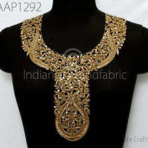 Handcrafted Zardosi Gold Neck Patches Crafting Neckline Indian ...