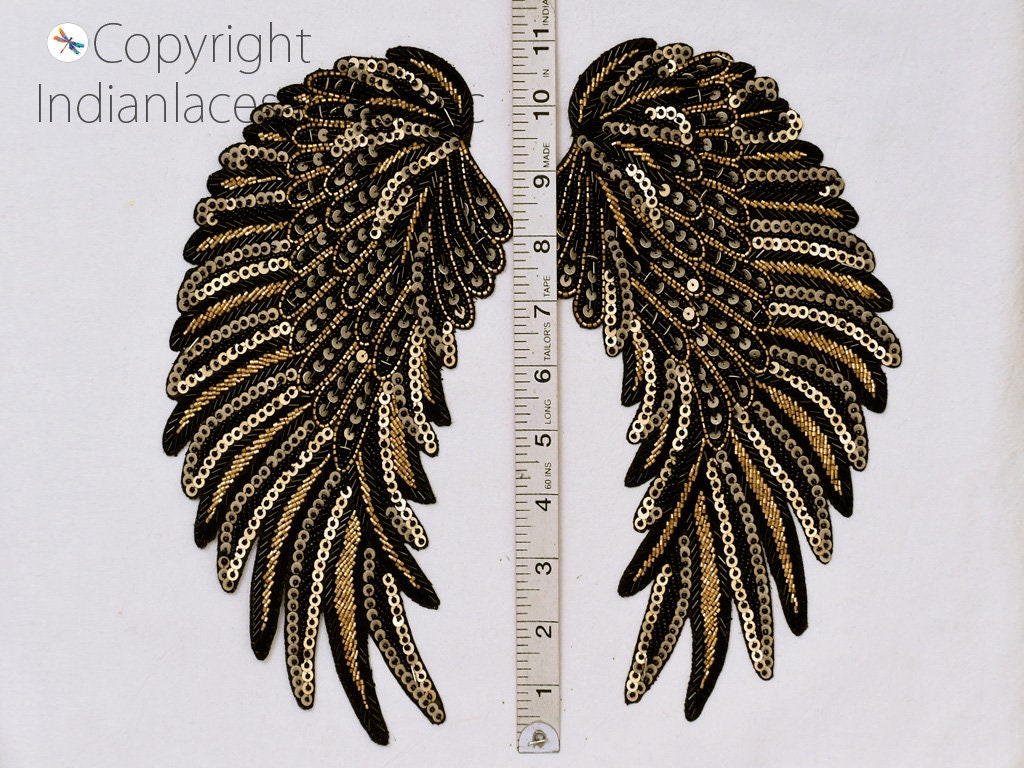 1 Pair Handcrafted Beaded Angle Wings Sew on Denim Jackets | Etsy