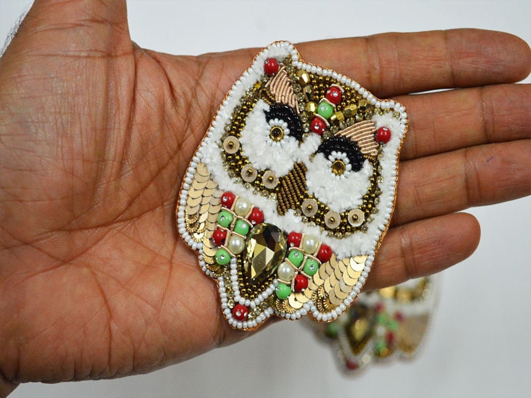 5 Pc Handmade Patches Owl Embroidered Indian Sewing Decorative Thread ...