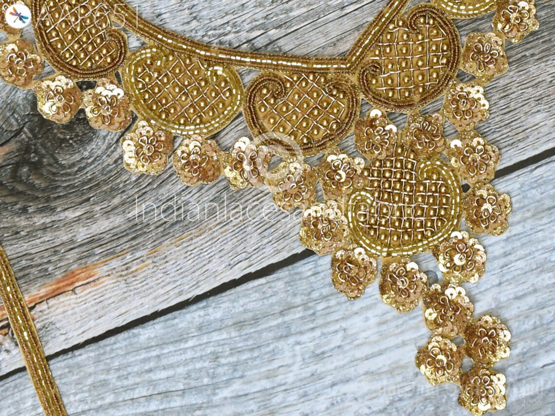 Gold Neckline Neck Patches Applique With Sleeves Decorative - Etsy