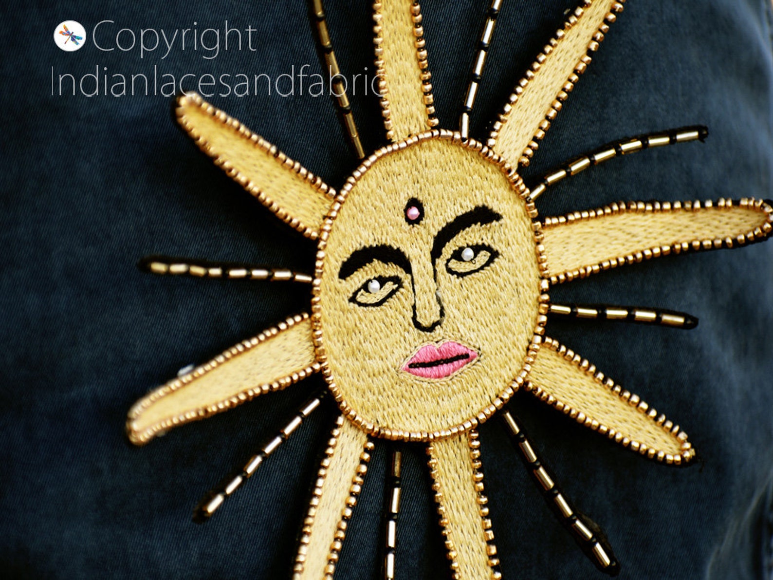 Handcrafted Beaded Embroidered Sun Sew on Denim Jackets Shirts - Etsy