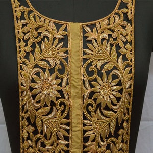 Decorated Zardosi Gold Neck Patches Crafting Hand Crafted Indian ...