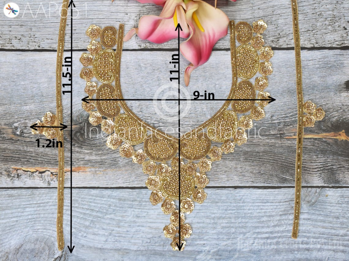 Gold Neckline Neck Patches Applique With Sleeves Decorative - Etsy