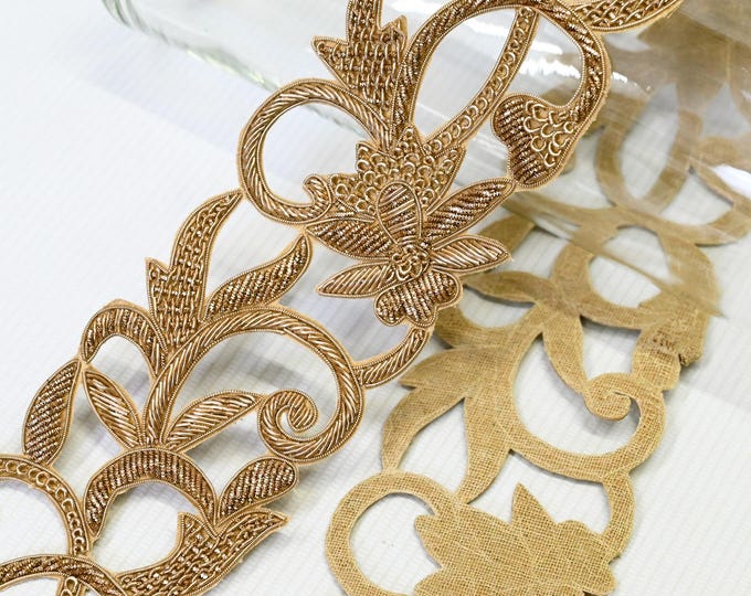 Zardozi Beaded Trim by 3 Yard Indian Handcrafted Wedding Sari Border ...