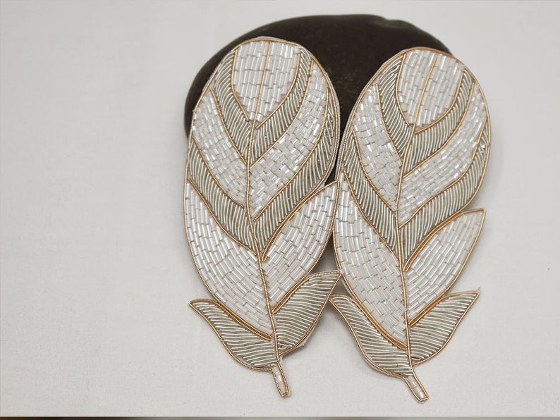 2 Piece White Handmade Feather Patches for Cushion Cover Hat | Etsy