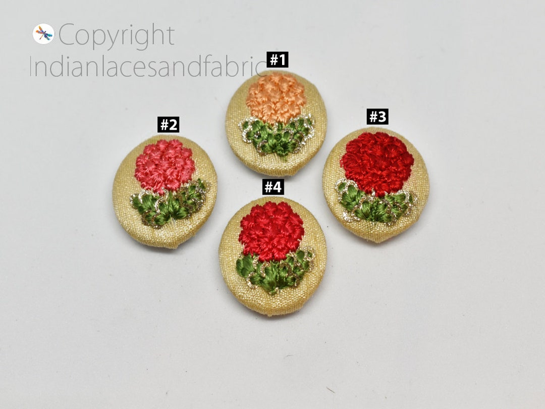 Embroidered Sequin Buttons: Handcrafted Indian Embellishments, 2.5cm - Etsy