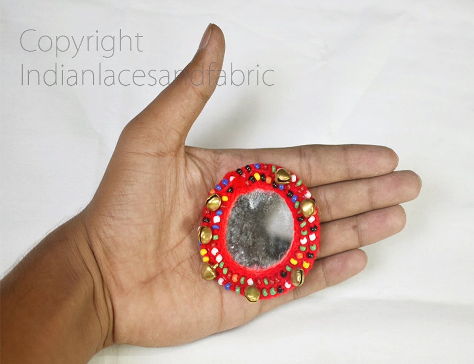 2 Handcrafted Applique Red Color Patches Beads Bells and | Etsy