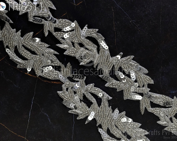 Zardozi Beaded Trim by 3 Yard Indian Handcrafted Wedding Sari Border ...