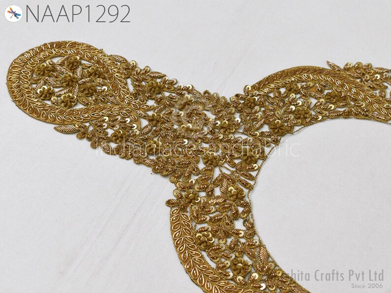 Handcrafted Zardosi Gold Neck Patches Crafting Neckline Indian - Etsy