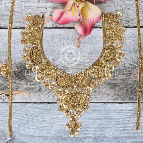 Gold Neckline Neck Patches Applique With Sleeves Decorative - Etsy