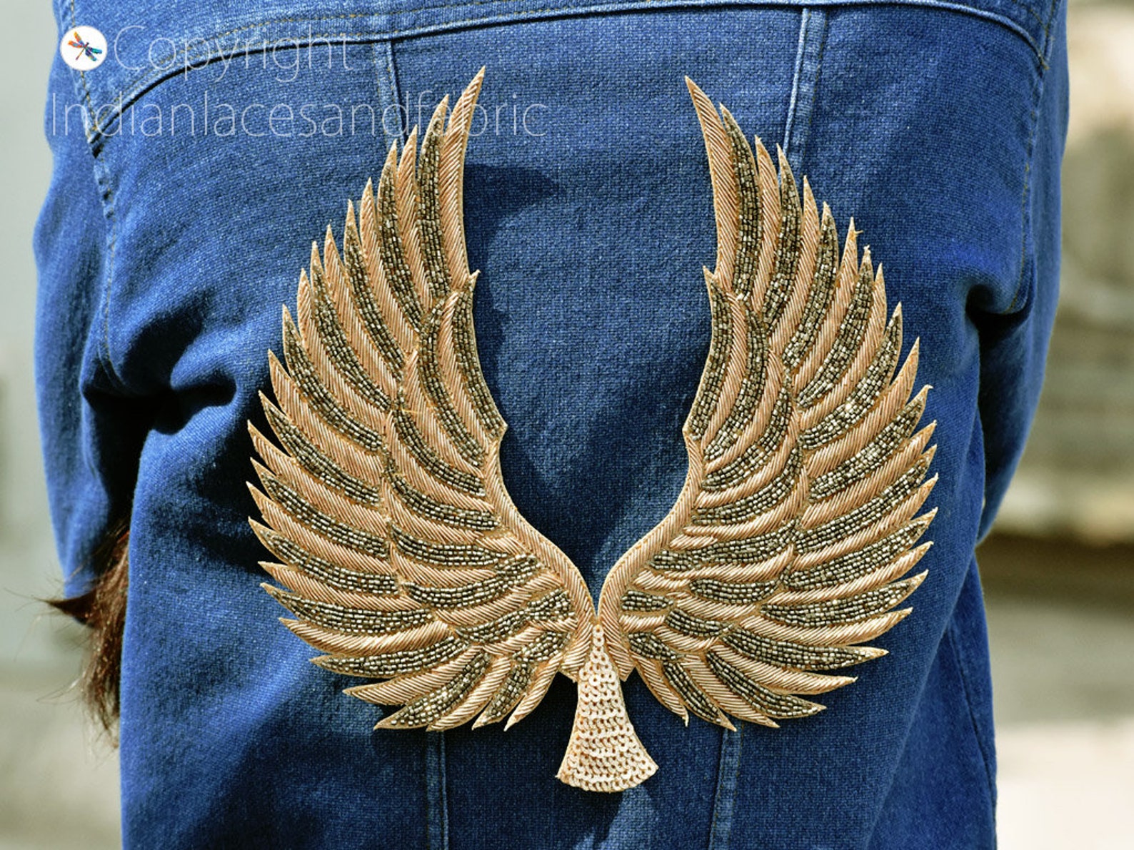Gold Angle Wings Handcrafted Beaded Patches Beaded Embroidered - Etsy