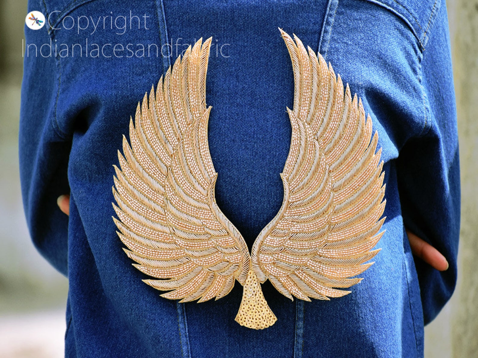 Gold Angle Wings Handcrafted Beaded Patches Beaded Embroidered - Etsy
