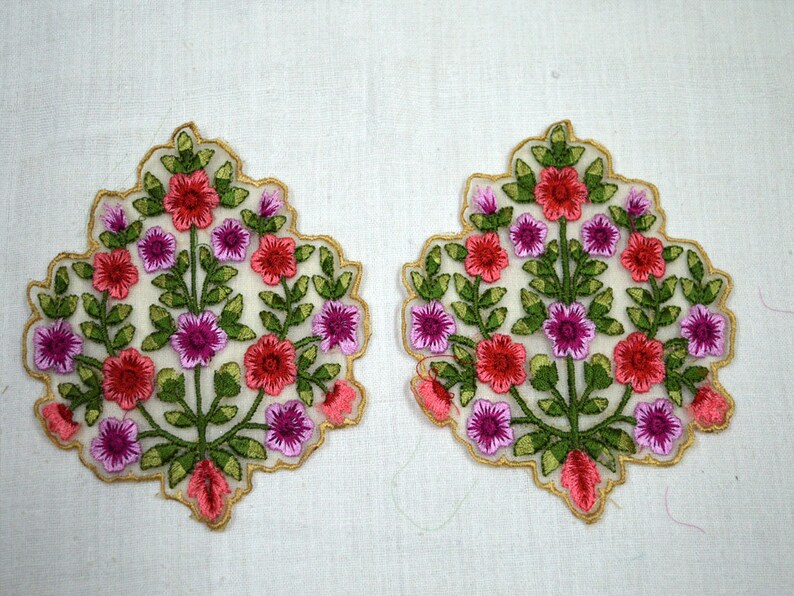 Green Embroidered Sewing Patches Floral Applique Indian - Etsy