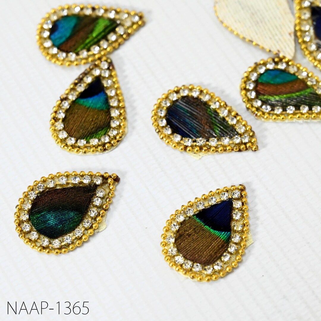 40 Pc Indian Zari Applique and Patches Peacock 3 Cm, Hand Embroidery ...