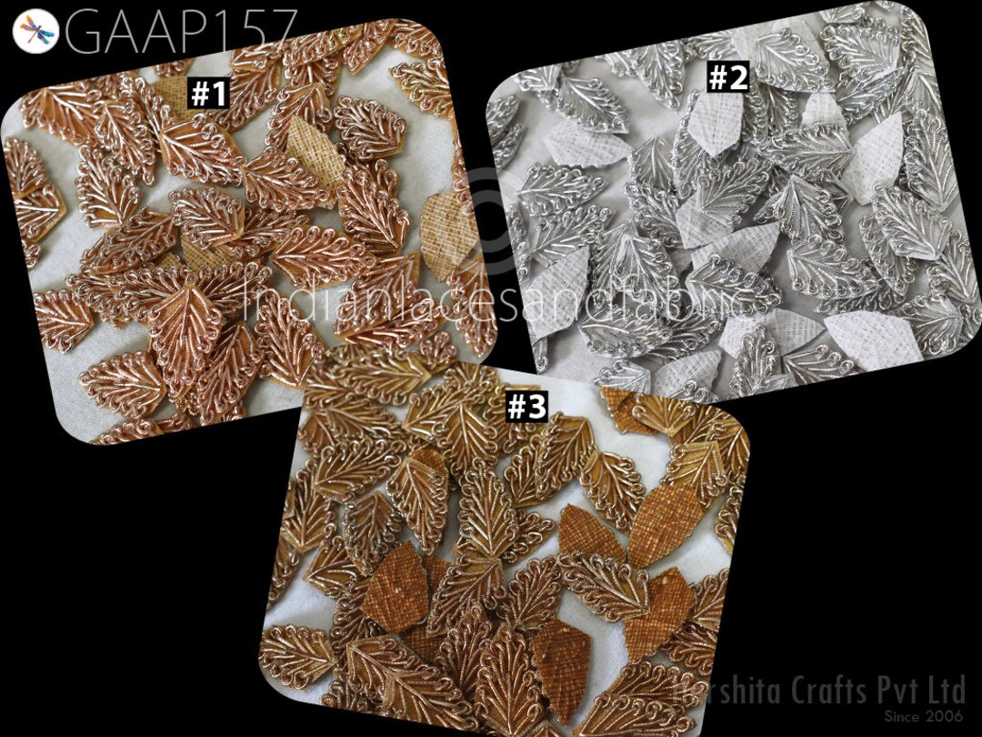 20 Handmade Appliques Patches Leaf Embroidered Indian Sewing Thread ...