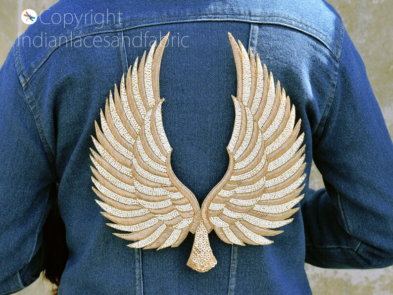 Gold Angle Wings Handcrafted Beaded Patches Beaded Embroidered - Etsy