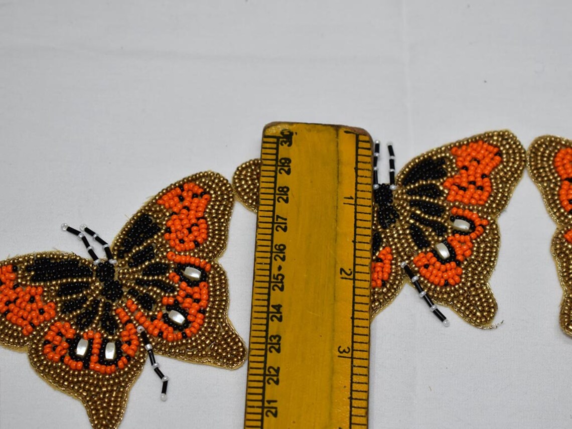 2 Pieces Butterfly Beaded Patches Applique Handmade - Etsy