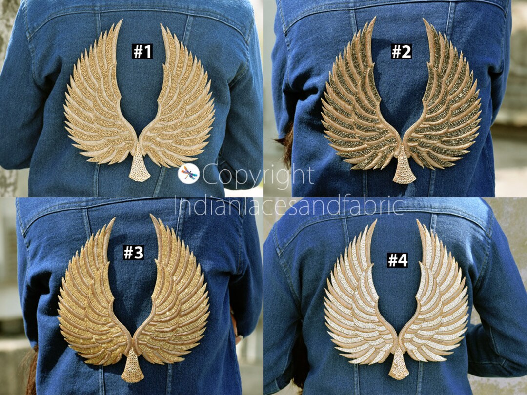 Gold Angle Wings Handcrafted Beaded Patches Beaded Embroidered - Etsy
