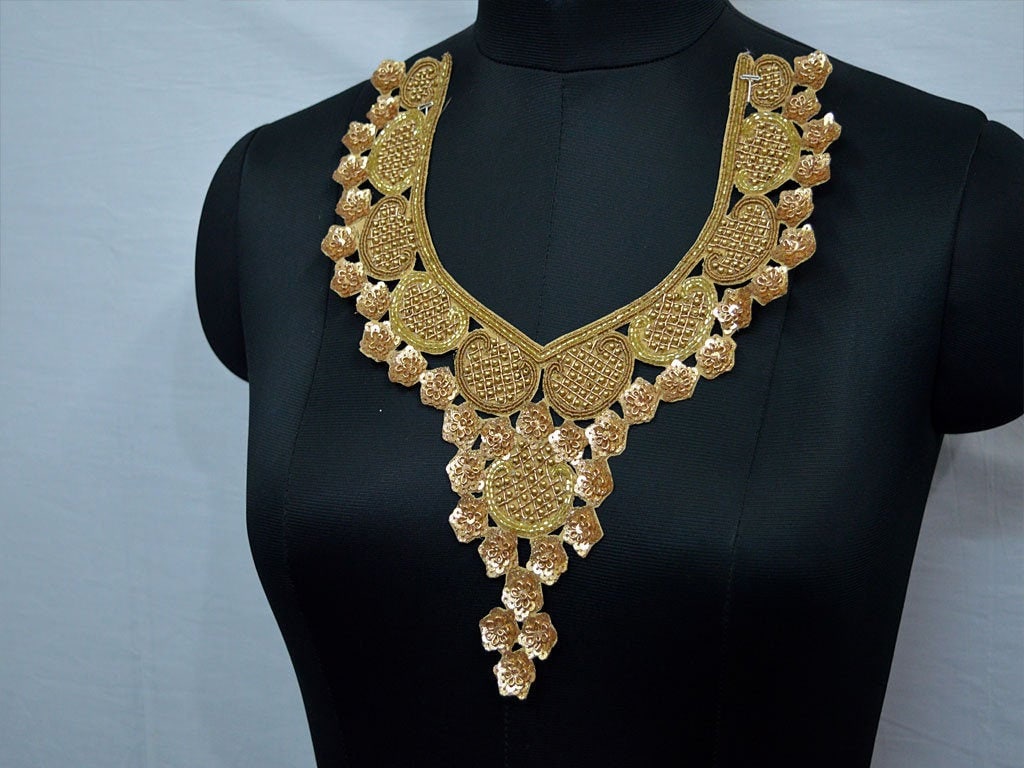 Gold Neckline Neck Patches Applique With Sleeves Decorative - Etsy