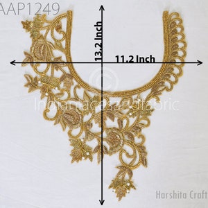 Buy Decorative Patches Crafting Handcrafted Zardosi Gold Neck Patches ...