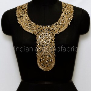 Handcrafted Zardosi Gold Neck Patches Crafting Neckline Indian ...