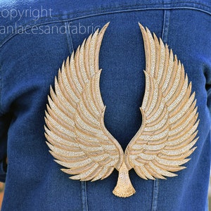 Gold Angle Wings Handcrafted Beaded Appliques and Patches Embroidered ...