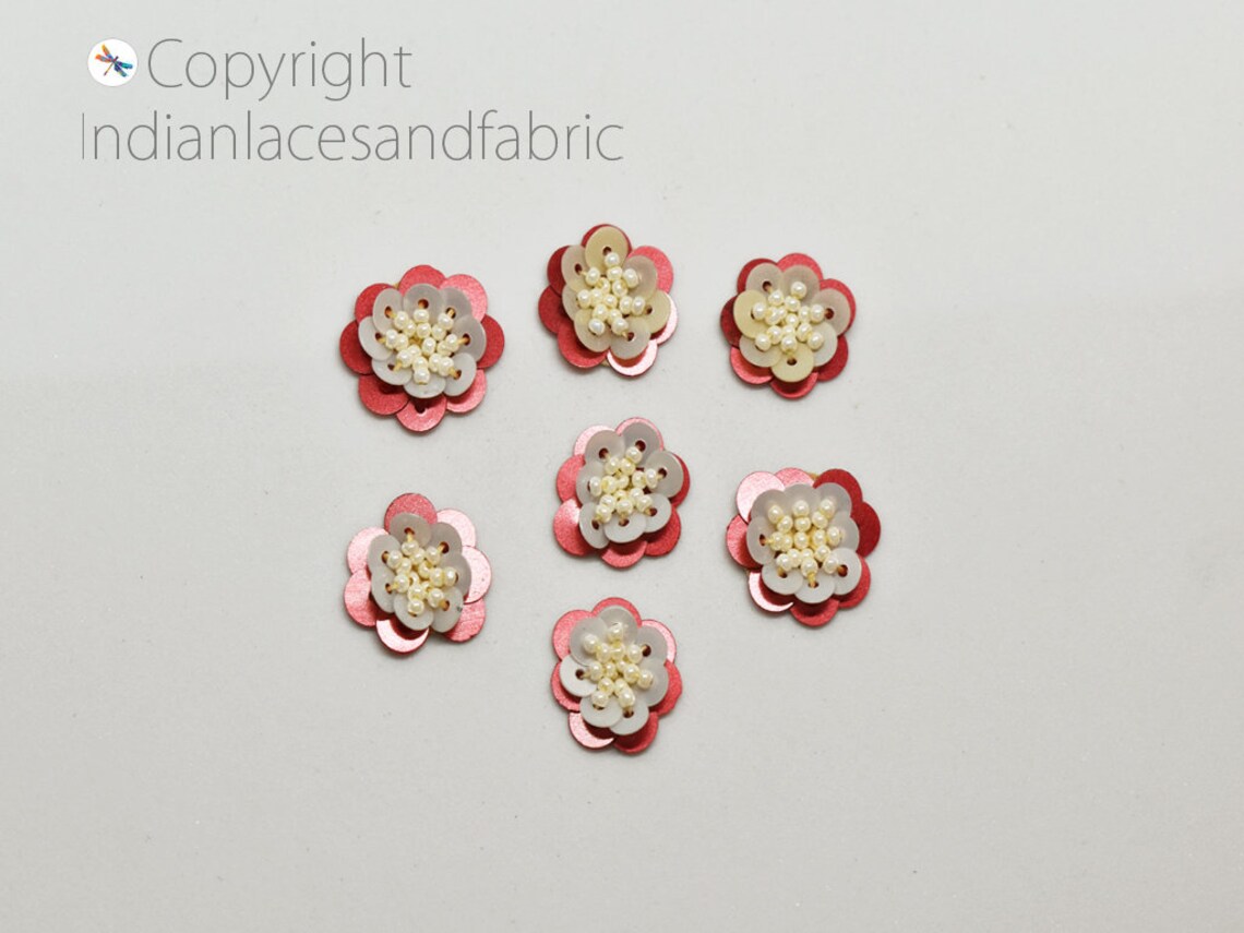 Buy 25 Beaded Flower Shaped Rhinestone Applique Indian Embroidery ...