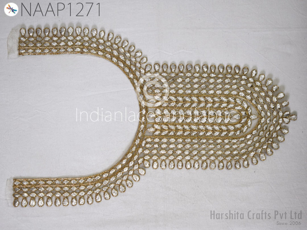 1 Pc Gota Patti Gold Neck Patches for Wedding Dress Neckline Patch ...
