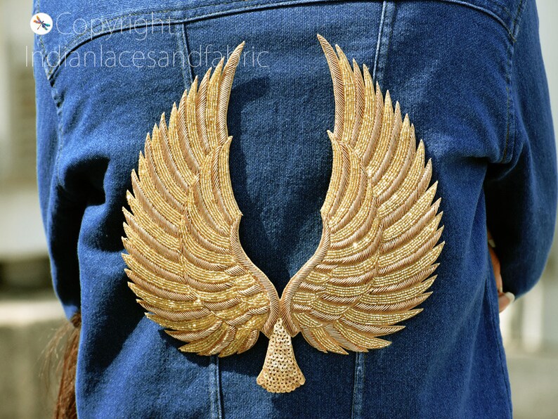 Gold Angle Wings Handcrafted Beaded Patches Beaded Embroidered - Etsy