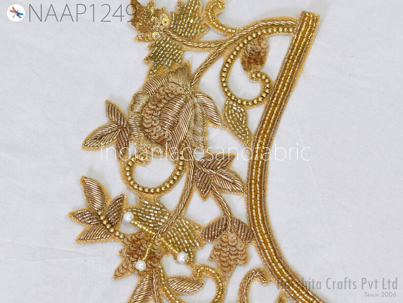 Buy Decorative Patches Crafting Handcrafted Zardosi Gold Neck Online in ...