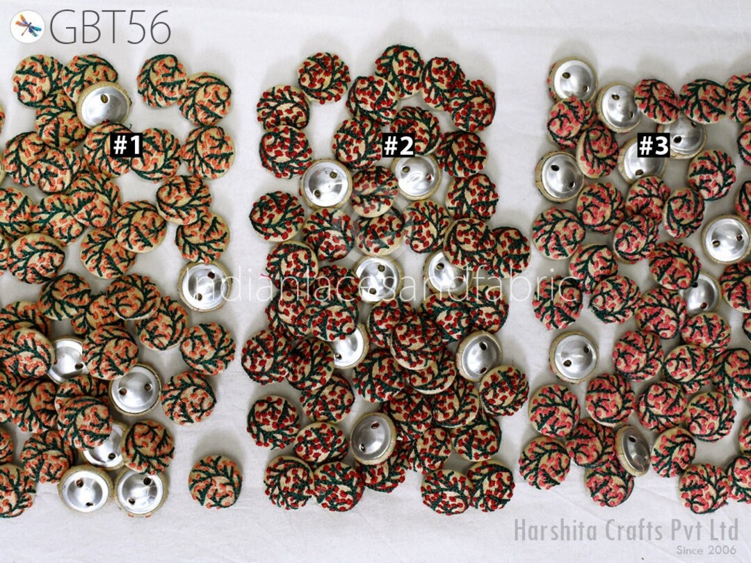 12 Pc Button Decorative Handmade Indian Embroidered Hand Embroidery ...