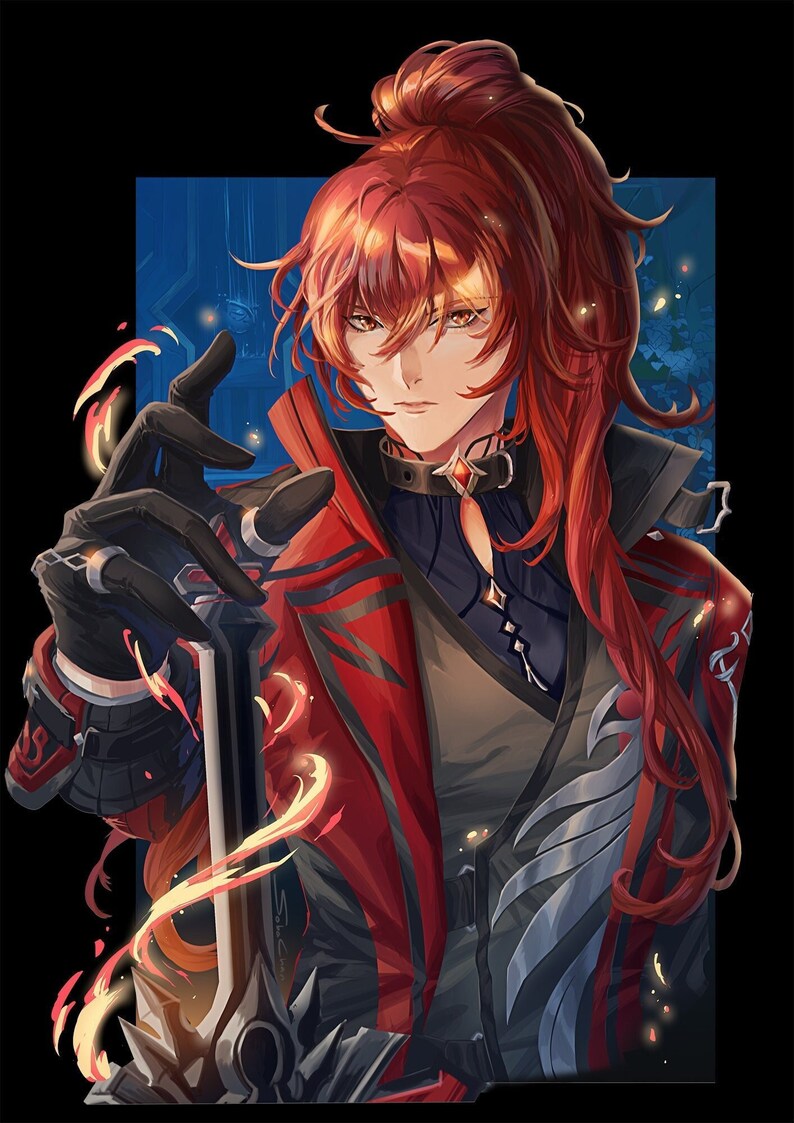 Diluc Red Dead of Night Standee Genshin Fan-made Merchandise - Etsy ...