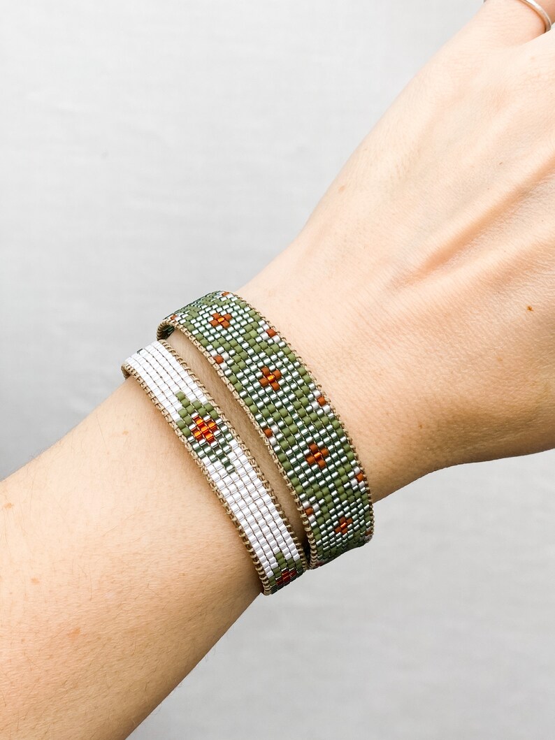 Two Bracelet Stackable Set Beaded Boho Wide Bracelets - Etsy