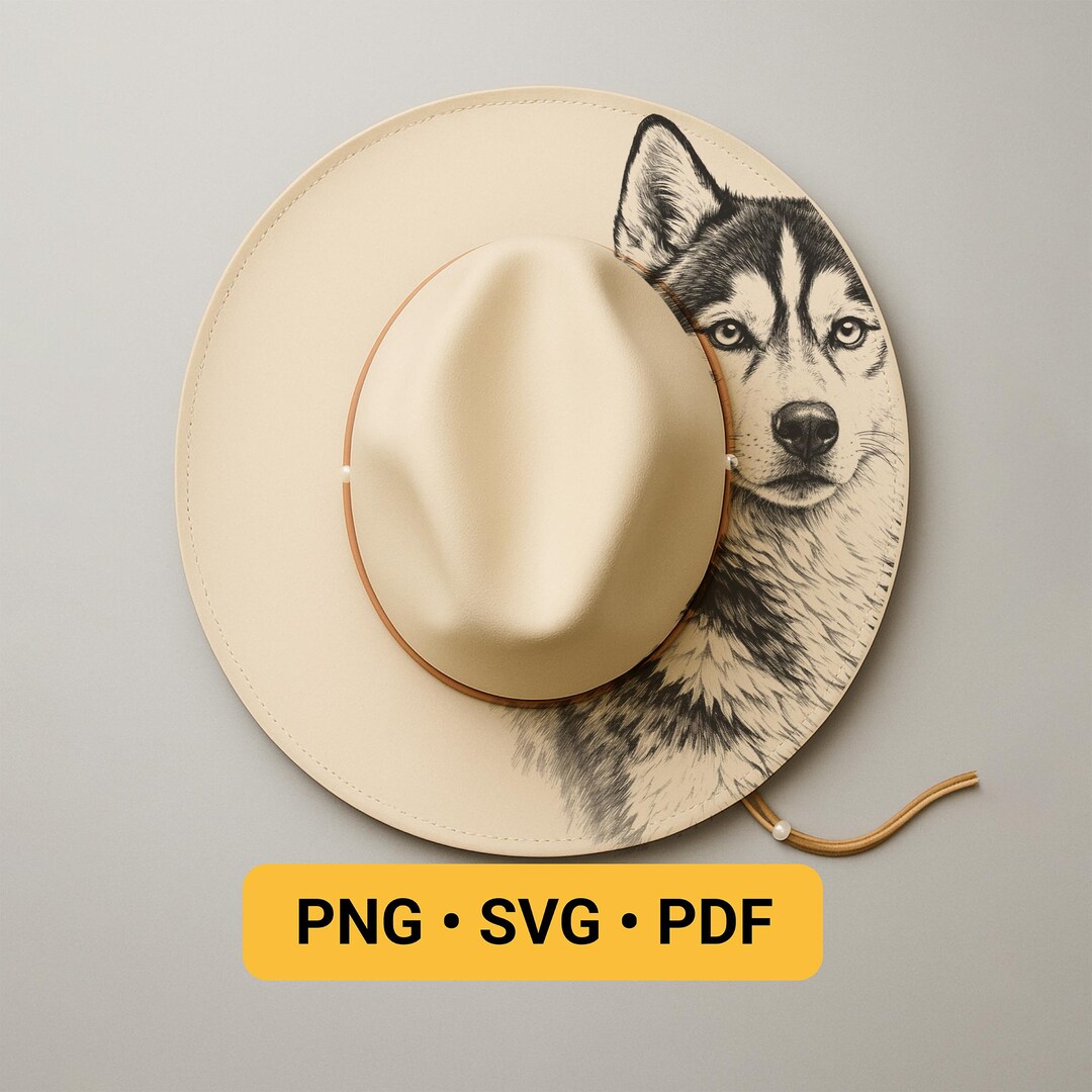 Husky Dog Hat Traceable Burning Design, Laser Engraving Design, Hat ...