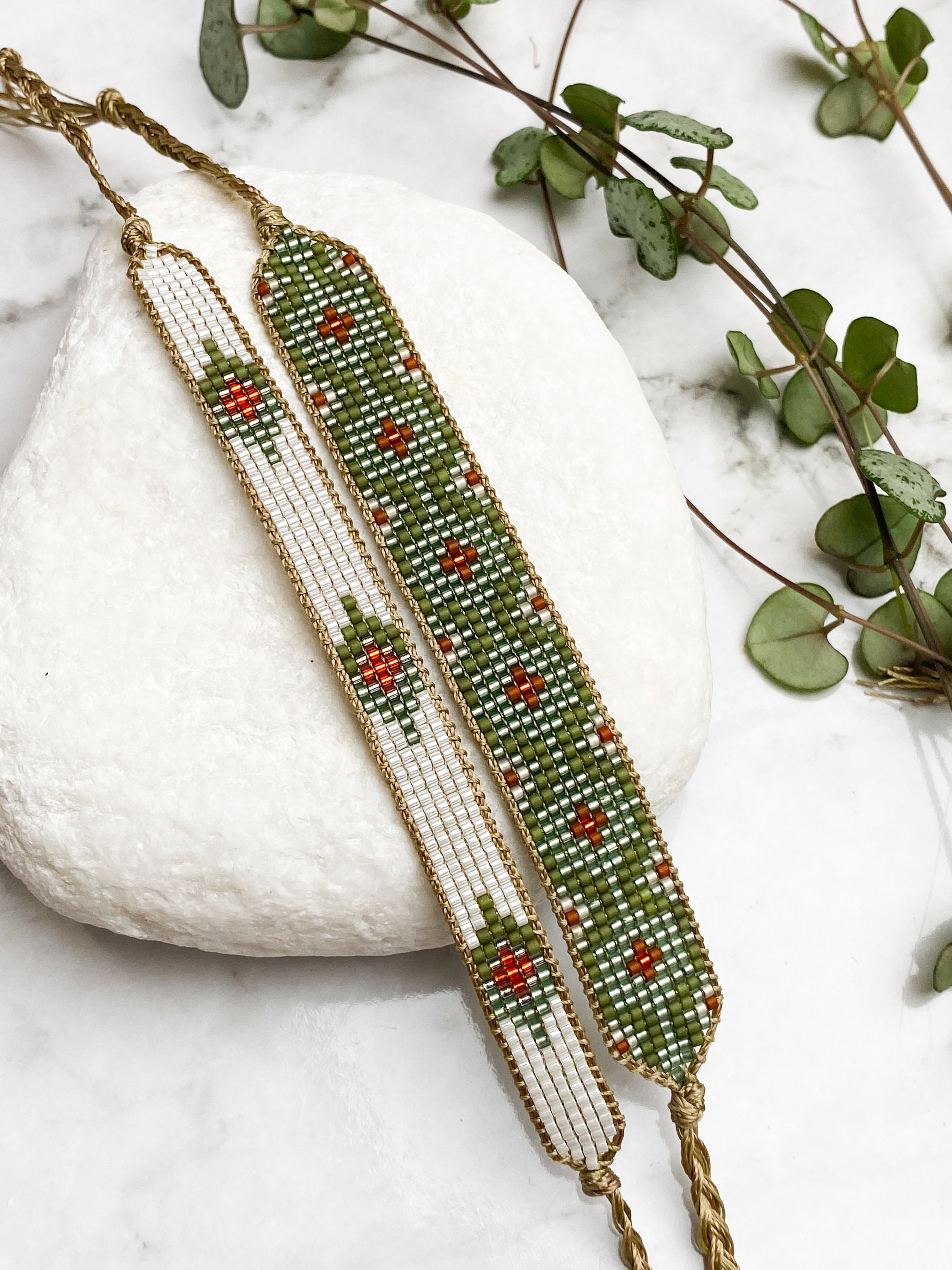 Two Bracelet Stackable Set Beaded Boho Wide Bracelets - Etsy