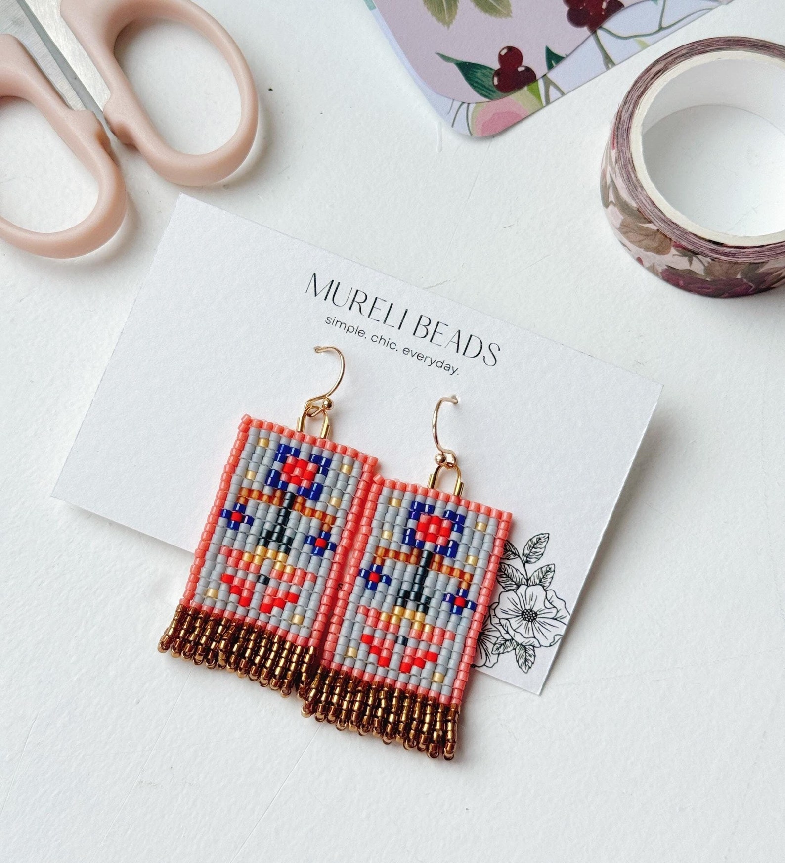Unique Boho Dangle Drop Earrings, Handmade Abstract Beaded Earrings ...