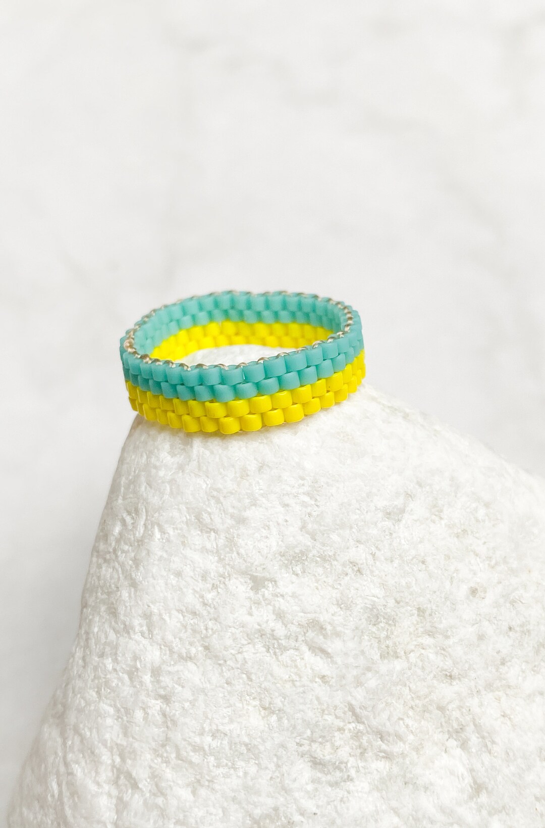 Ukrainian Flag Beaded Ring, Yellow and Blue Ring, Seed Bead Ring ...