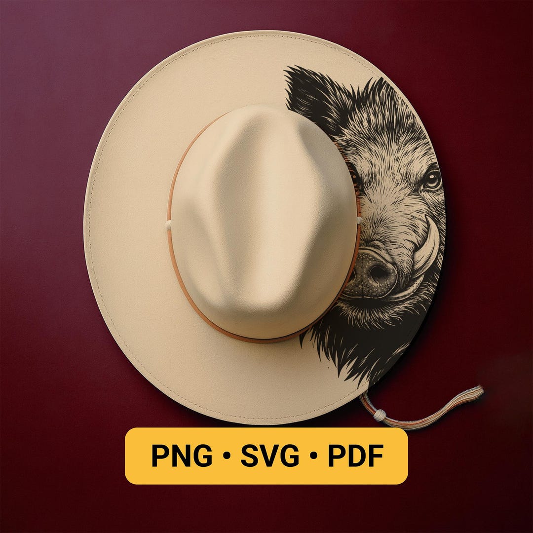 Wild Boar Hat Traceable Burning Design, Laser Engraving Design, Hat ...