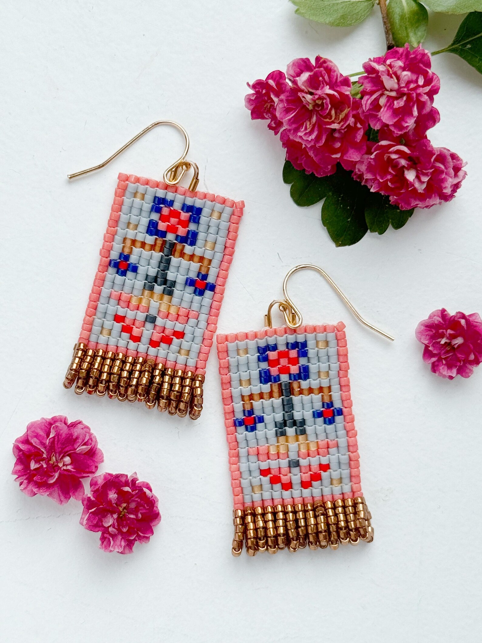 Unique Boho Dangle Drop Earrings, Handmade Abstract Beaded Earrings ...