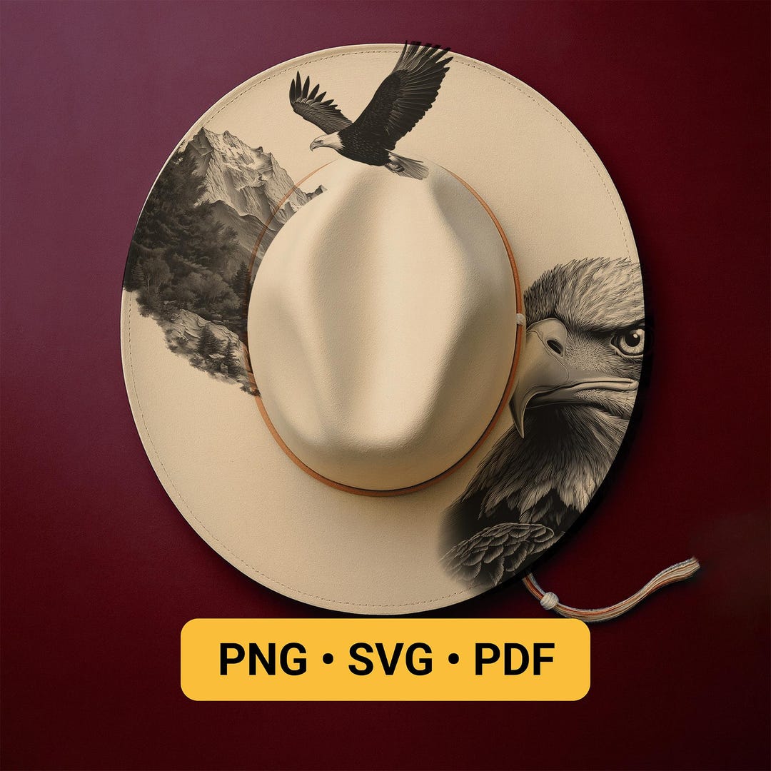 Hat Burning Pyrography Design, Eagle Laser Engraving Template for Wide ...