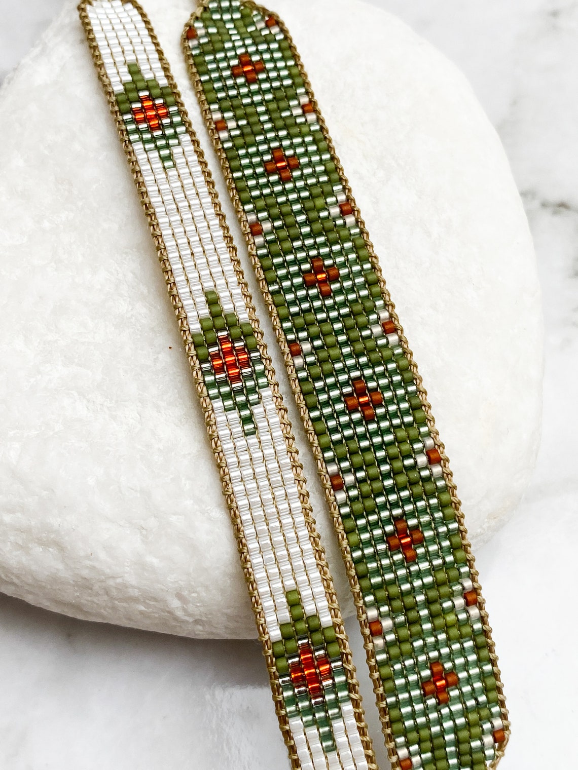 Two Bracelet Stackable Set Beaded Boho Wide Bracelets - Etsy