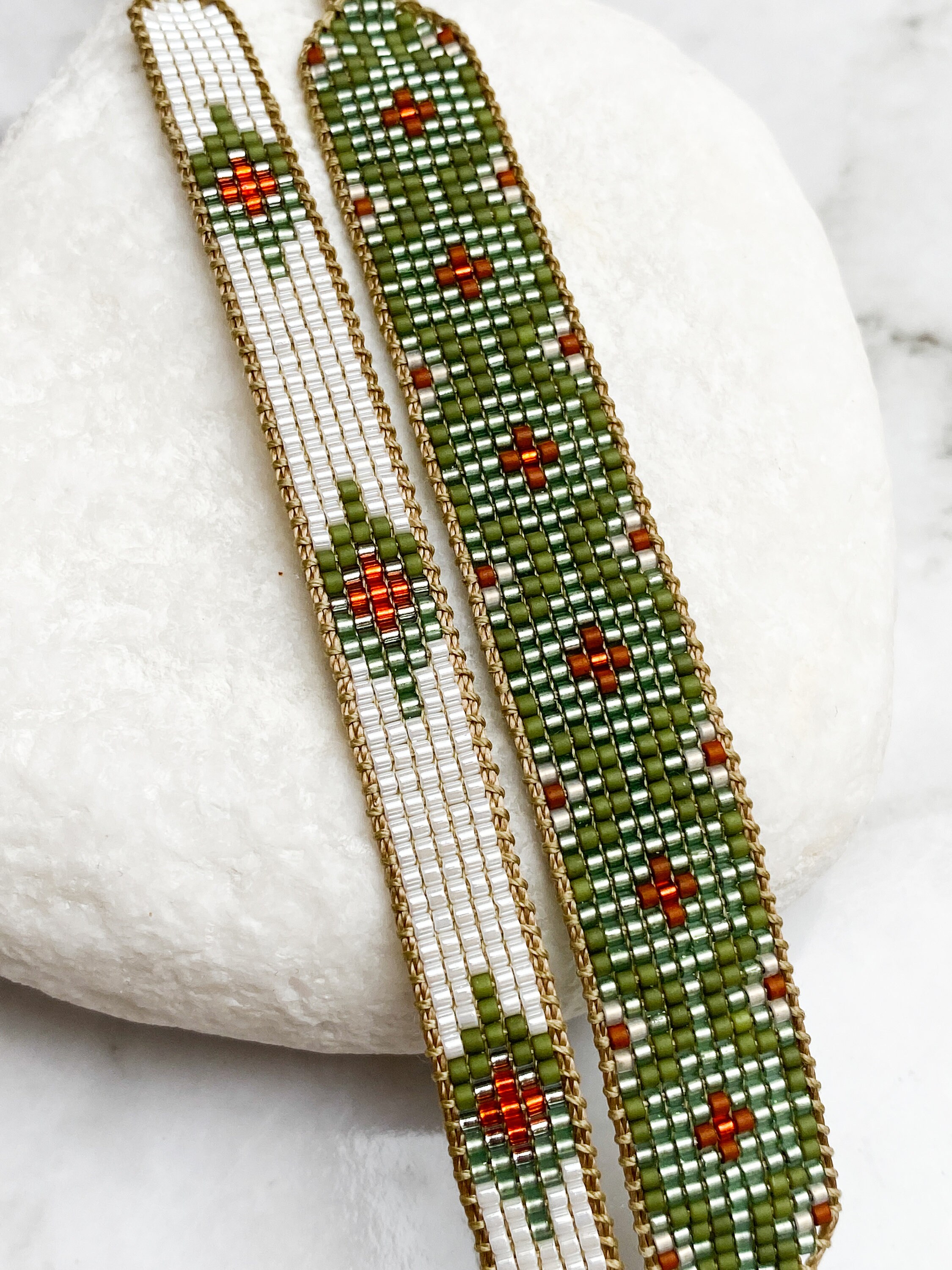 Two Bracelet Stackable Set Beaded Boho Wide Bracelets - Etsy