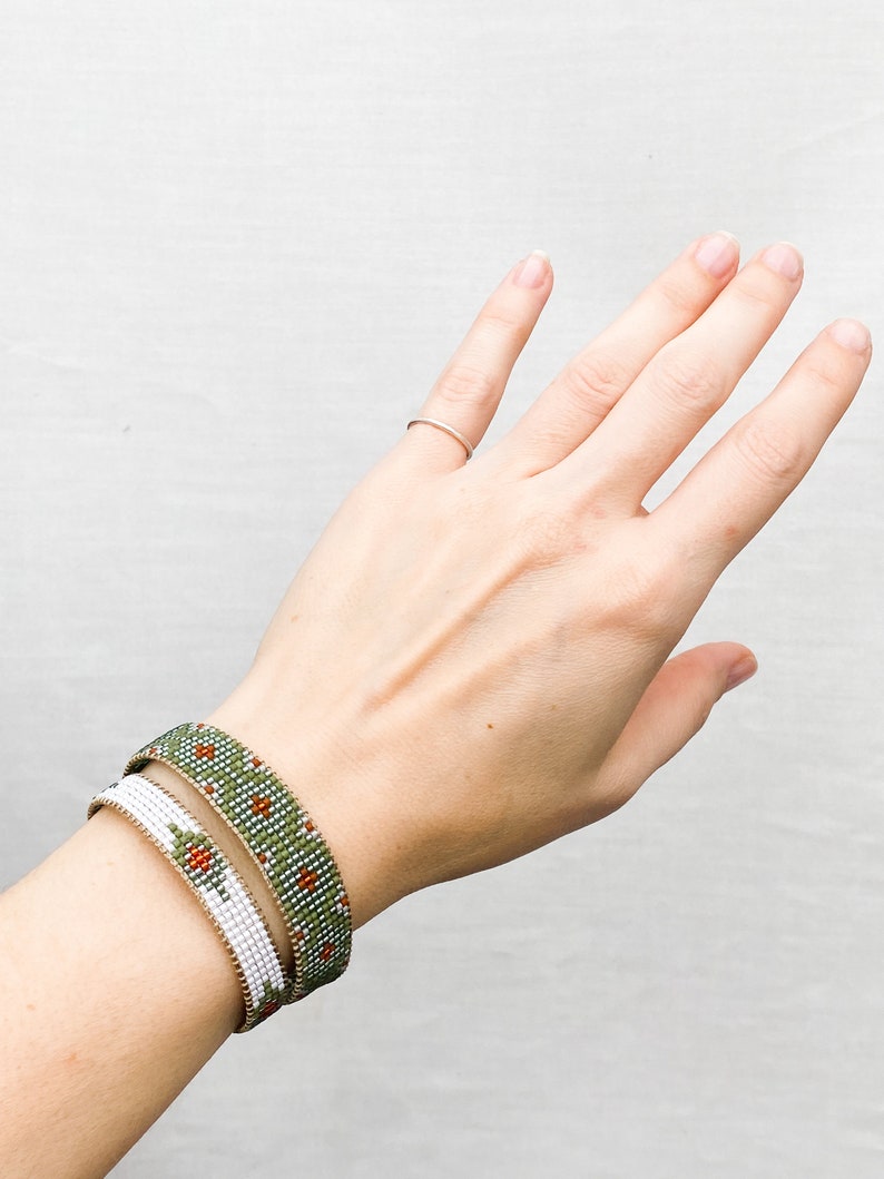 Two Bracelet Stackable Set Beaded Boho Wide Bracelets - Etsy