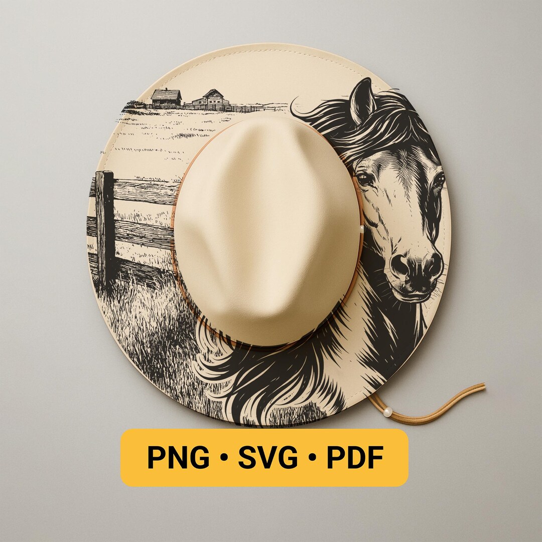 Horse Hat Burning Design, Farm Pyrography Stencil Hat, Laser Engraving ...